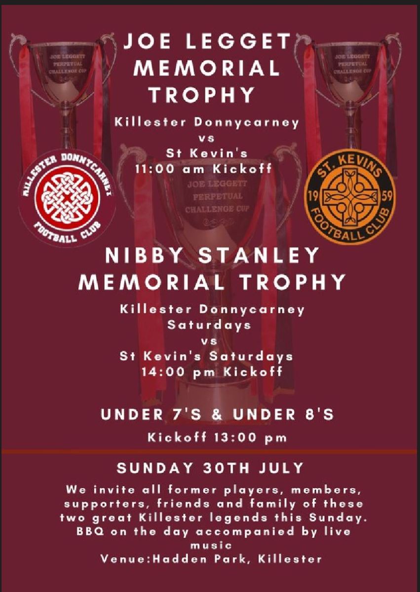 Joe Legget & Nibby Stanley Memorial Trophies – Killester Donnycarney FC