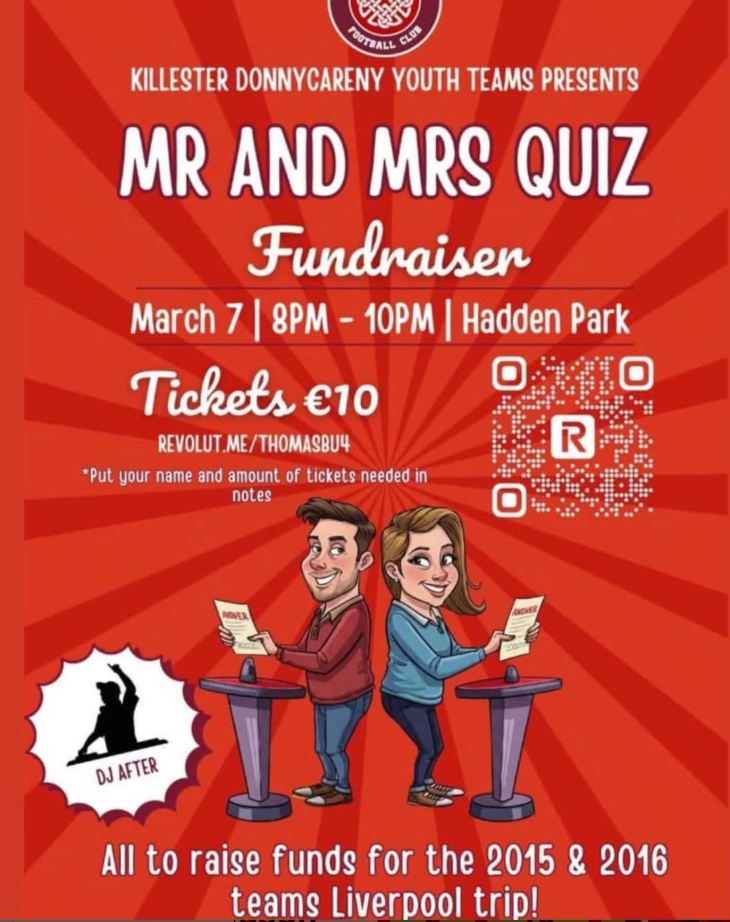 Mr and Mrs Quiz (fundraiser) – Killester Donnycarney FC